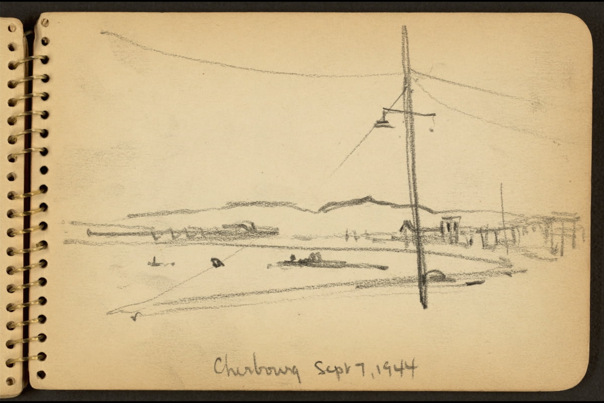 Print: Cherbourg, Sketch by Victor Lundy, 1944 - Walmart.com