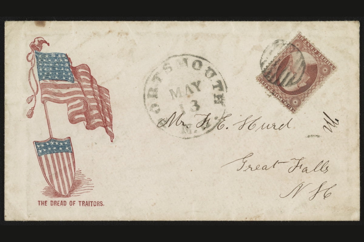 Print: Civil War Envelope Showing American Flag And Shield, With ...