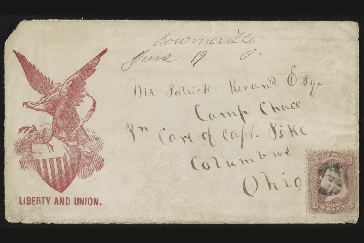 Print: Civil War Envelope Showing Eagle Holding Olive Branch Atop ...