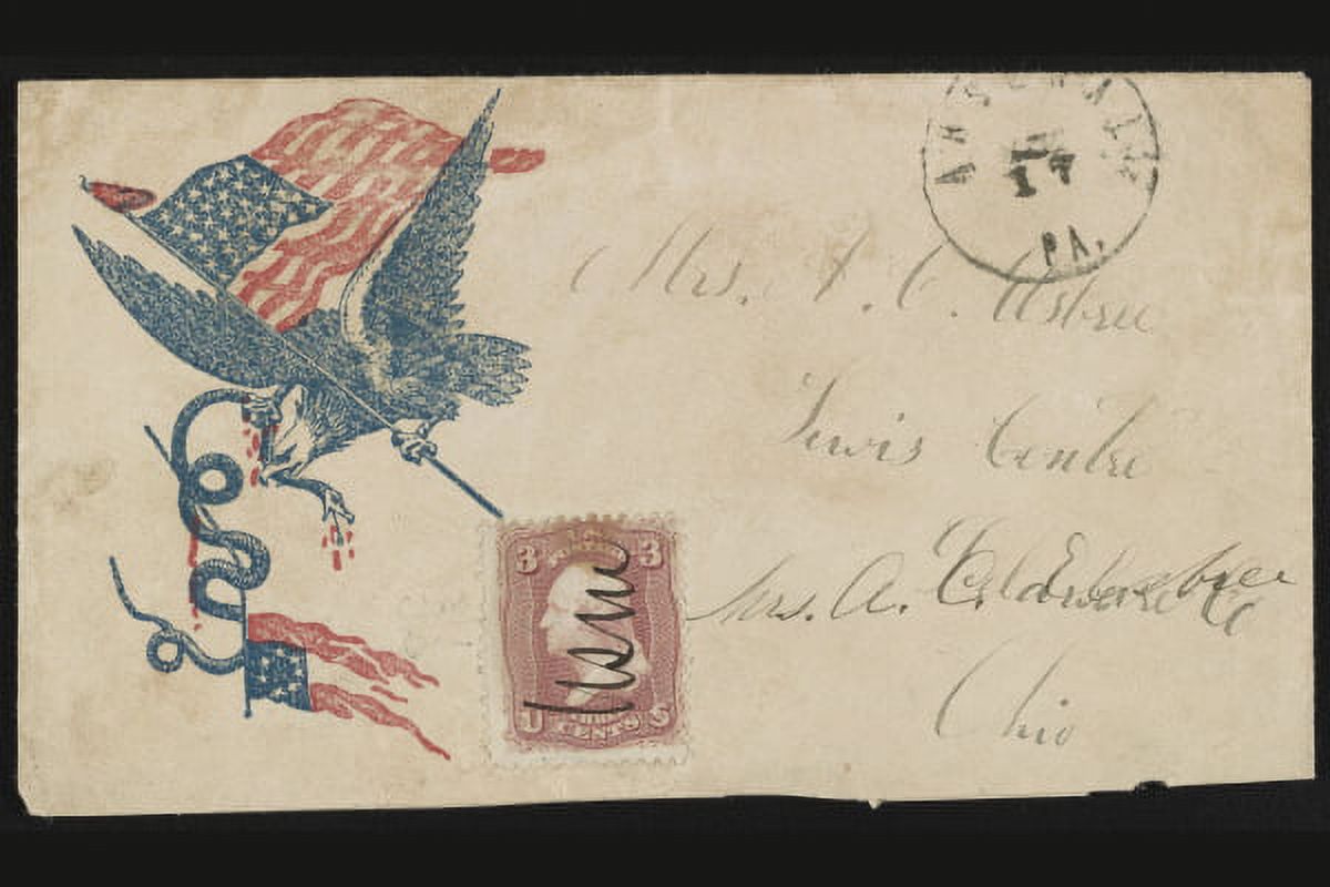 Print: Civil War Envelope Showing Eagle With American Flag In Its Talon ...