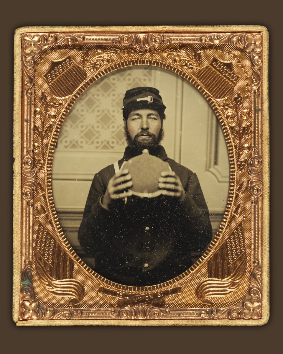 Print: Civil War Soldier In Union Uniform With Canteen, circa 1861-1865 ...