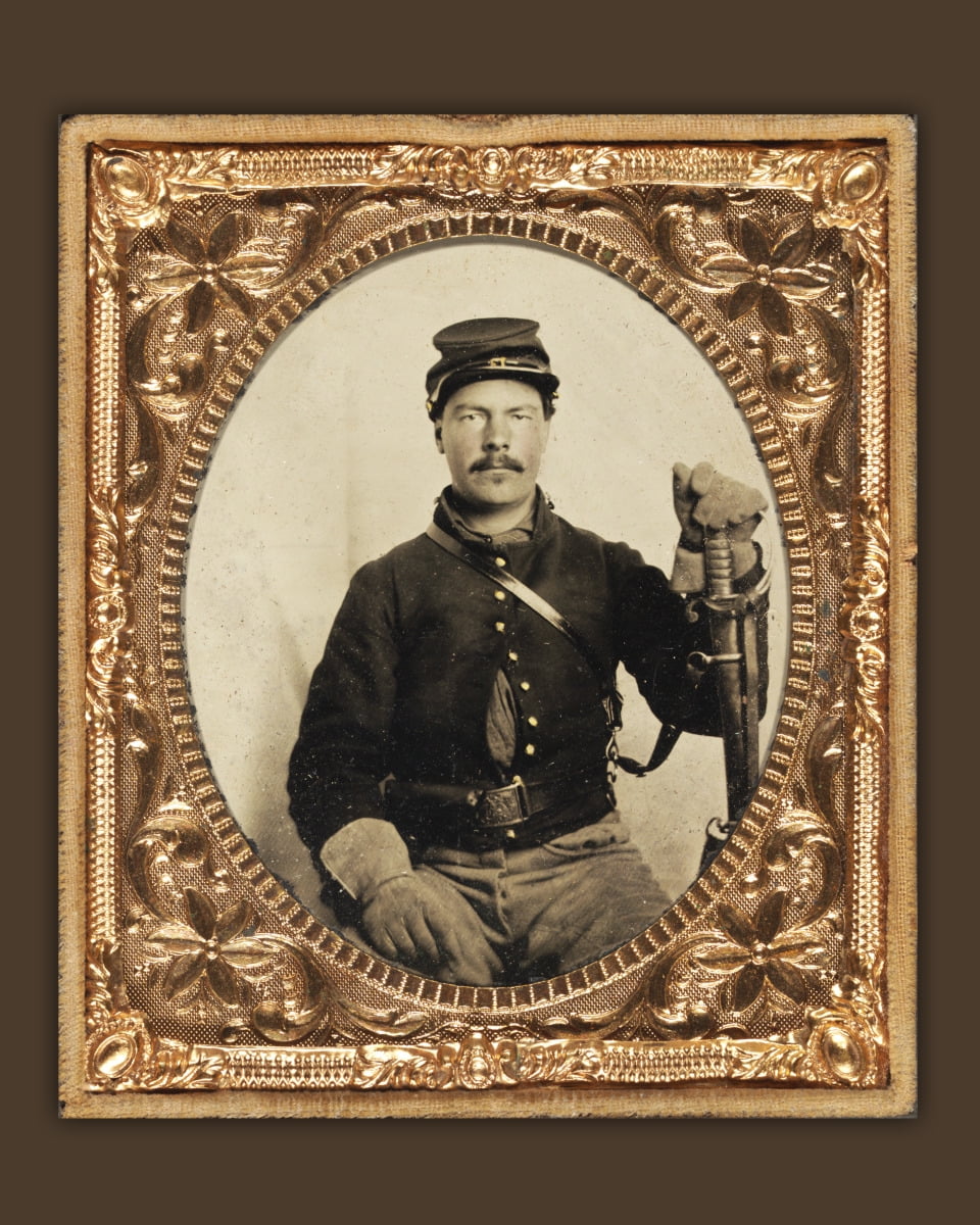 Print: Civil War Soldier In Union Uniform With Gauntlets, circa 1861 ...