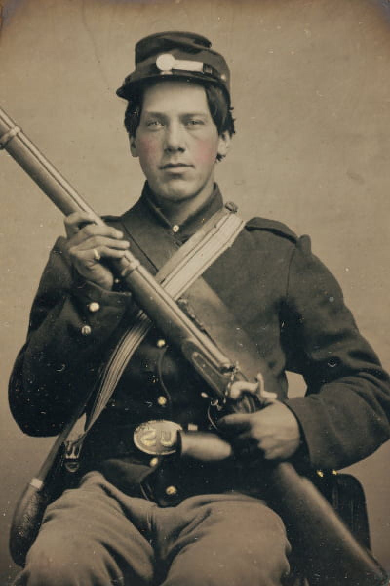Print: Civil War Soldier In Union Uniform With Musket, circa 1861-1865 ...