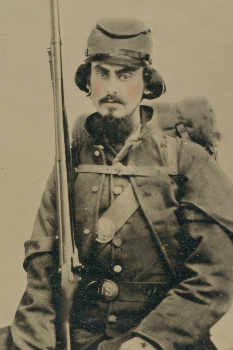 Print: Civil War Soldier In Union Uniform With Musket, circa 1861-1865 ...