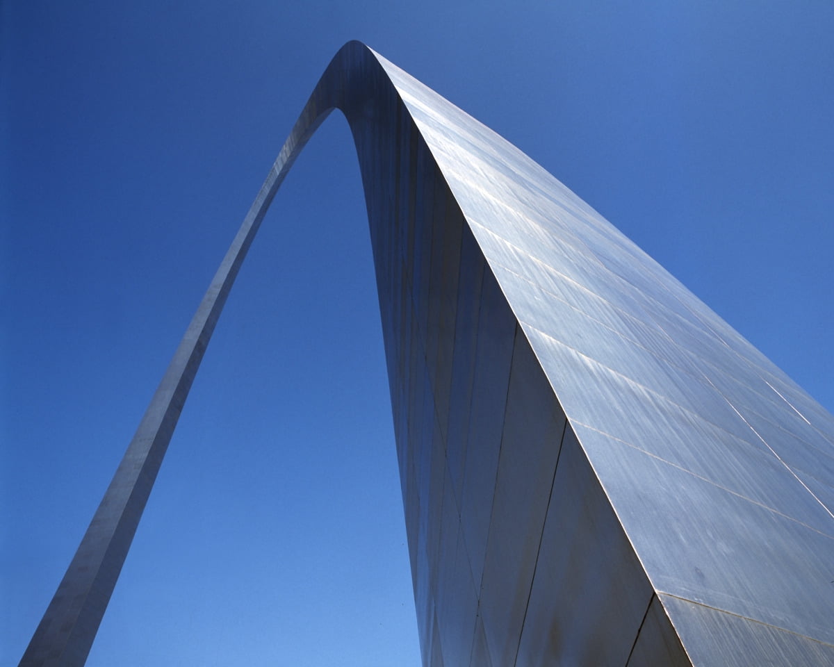 Print: Close-Up View Of The Gateway Arch, The Symbolic Gateway To The ...
