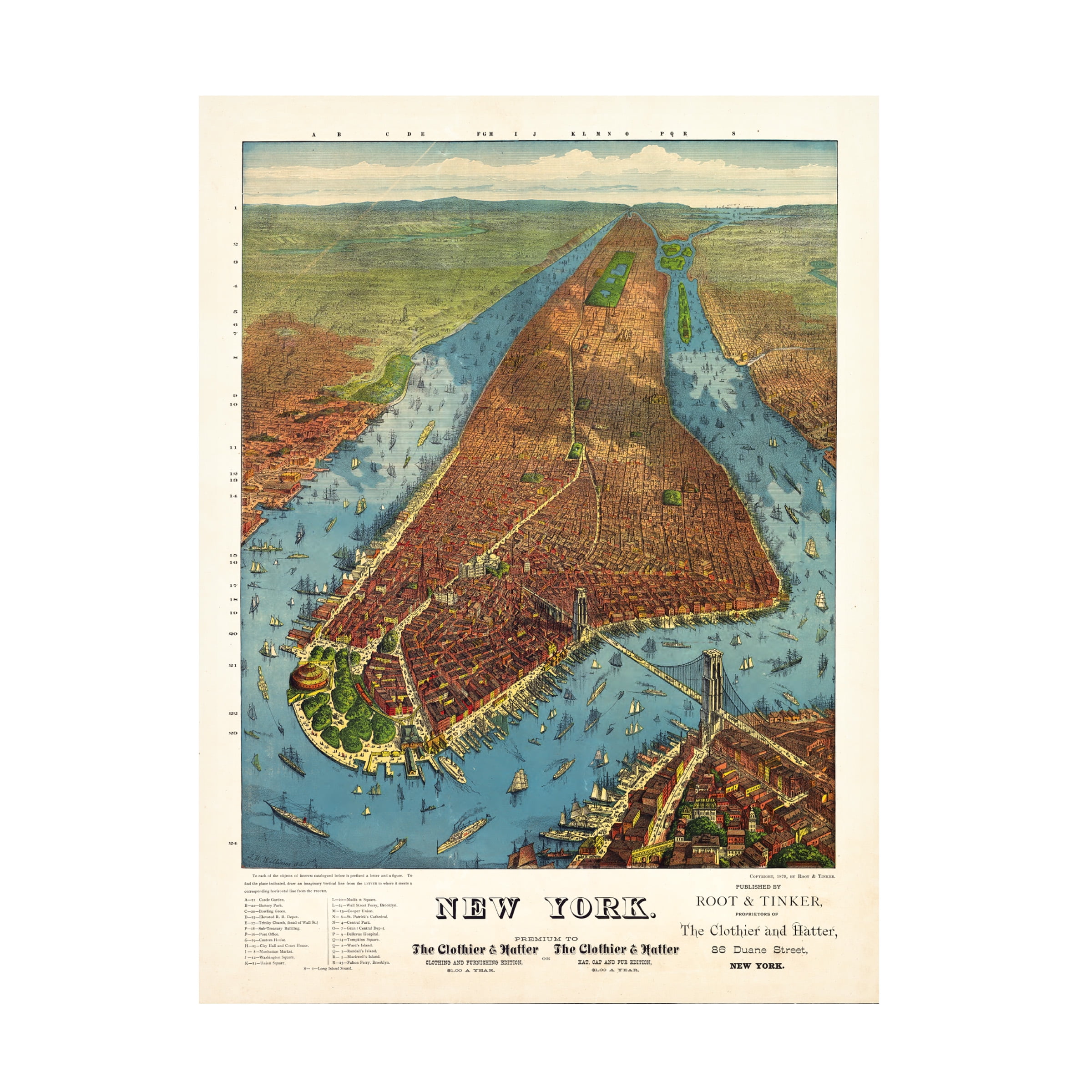 Print Collection 'Aerial Map for Root and Tinker of New York' Canvas ...