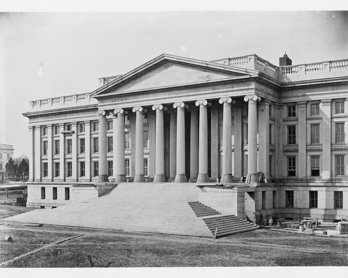 Print: Construction Of The United States Treasury Building, Washington ...