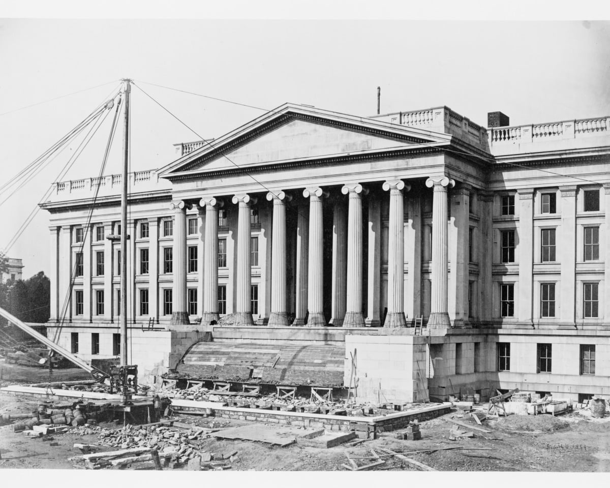 Print: Construction Of The United States Treasury Building, Washington ...