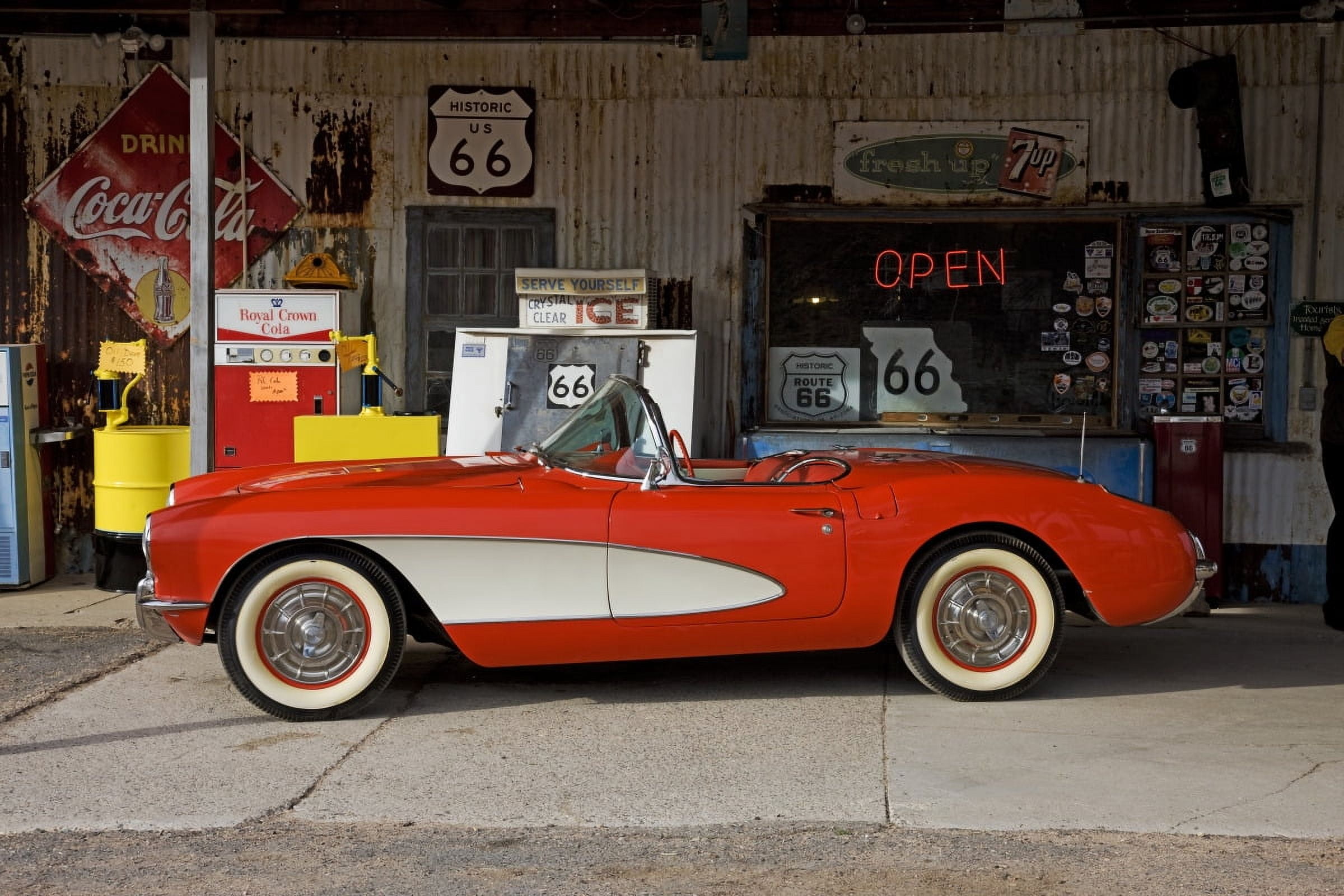 Print: Corvette Car, Hackberry General Store, Route 66, Hackberry ...
