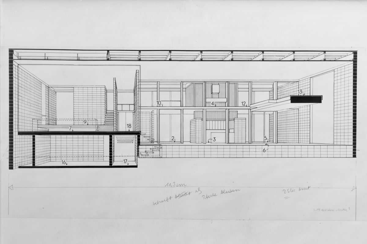 Print: Deering Residence, Casey Key, Florida. Perspective Section, 1956 ...