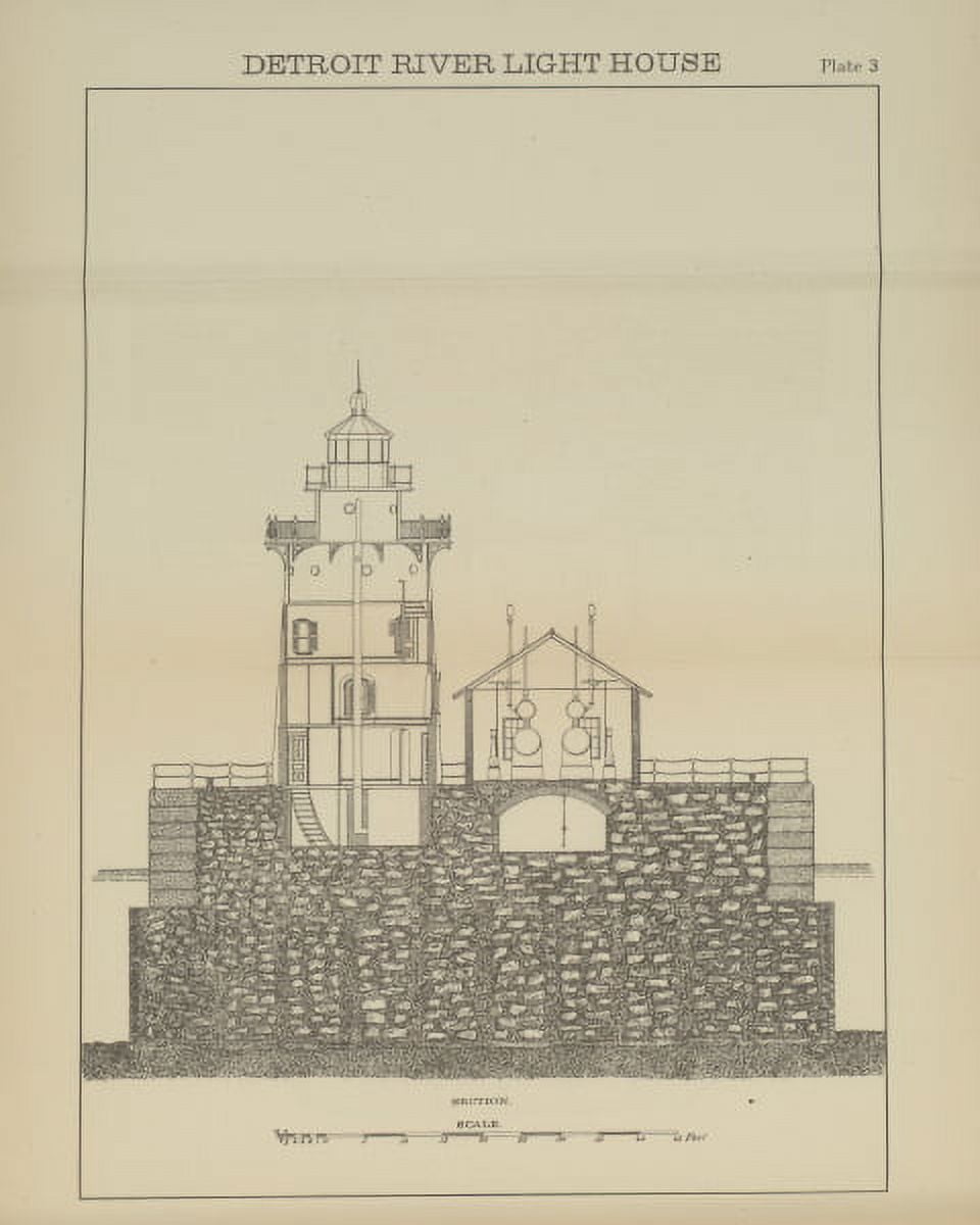 Print: Detroit River Light House, 1885 - Walmart.com