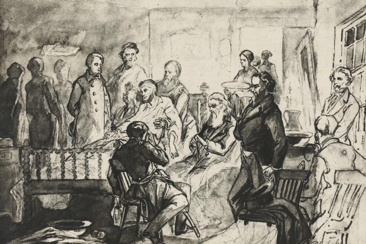 Print: Drawing Of The Death Bed Scene Of President Abraham Lincoln ...