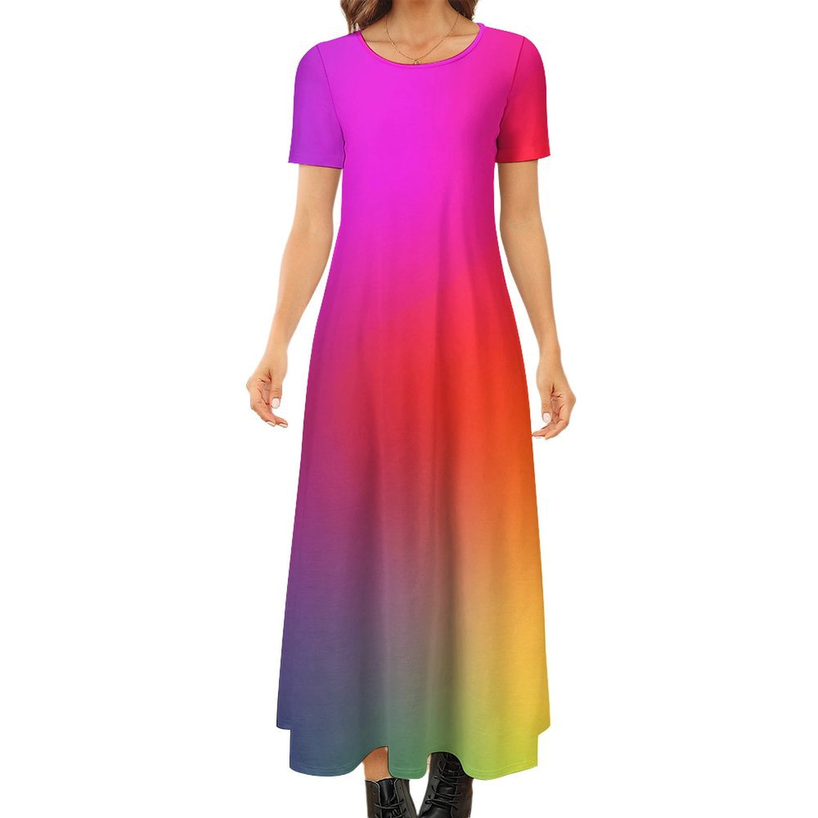 Print Dress LGBT Colorful Street Fashion Boho Beach Long Dresses Female ...