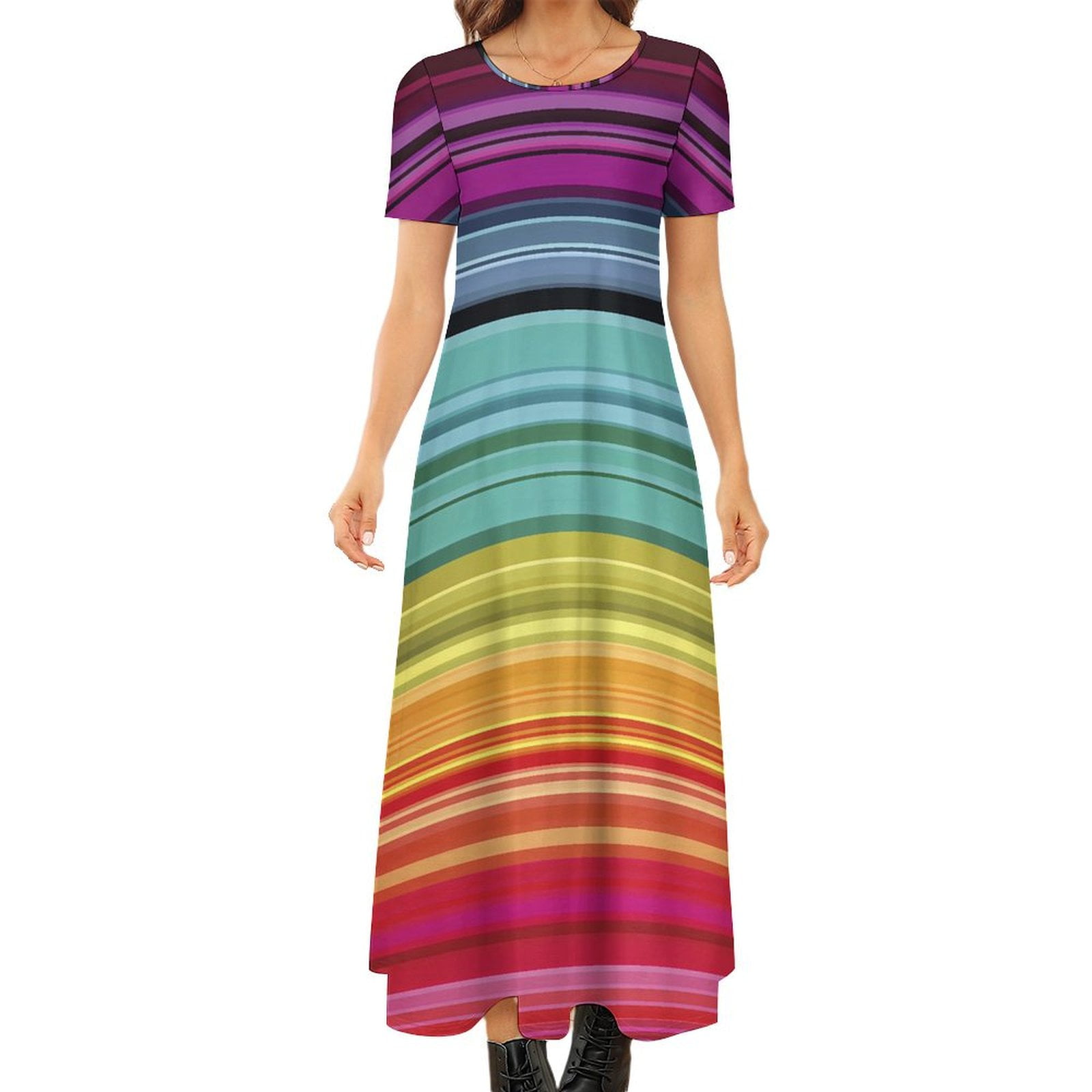 Print Dress LGBT Colorful Street Fashion Boho Beach Long Dresses Female ...