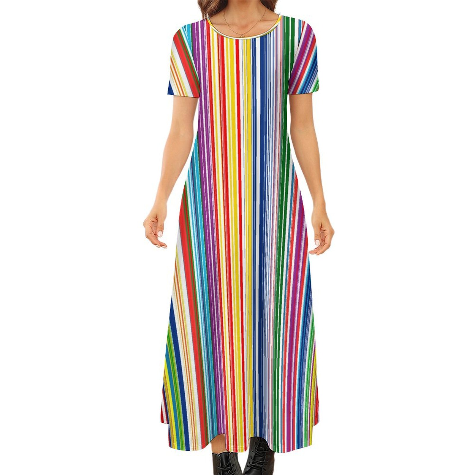Print Dress LGBT Colorful Street Fashion Boho Beach Long Dresses Female ...