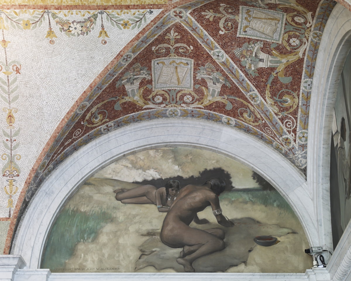 Print: East Corridor, Great Hall. Picture Writing Mural In Evolution Of ...