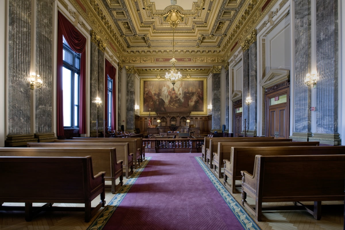 Print: East Courtroom, Full View, Howard M. Metzenbaum U.S. Courthouse ...