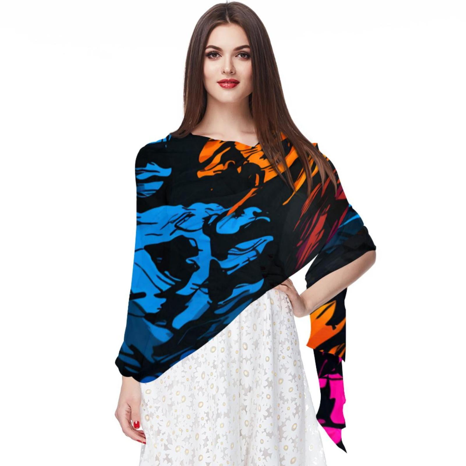Print Elegant Silk Scarf - Translucent Chiffon Yarn - Lightweight and ...