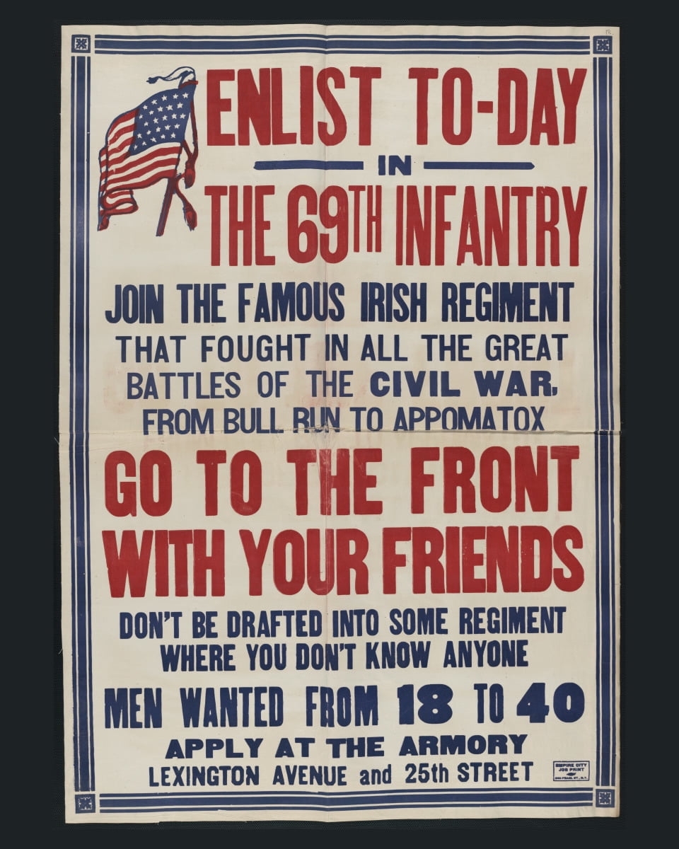 Print: Enlist To-Day In The 69th Infantry Join The Famous Irish ...