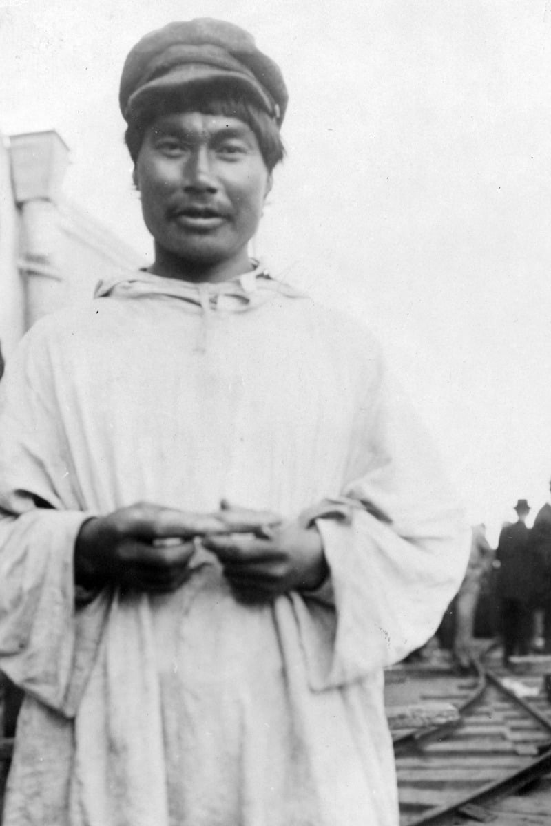 Print: Eskimo Man Standing On Railroad Tracks, circa 1900 - Walmart.com