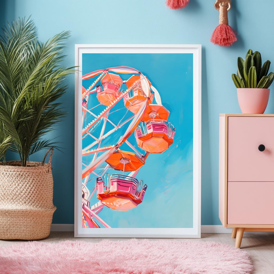 Print Ferris Wheel Fairground Amusement Park Fun Fair Maximalist Art ...