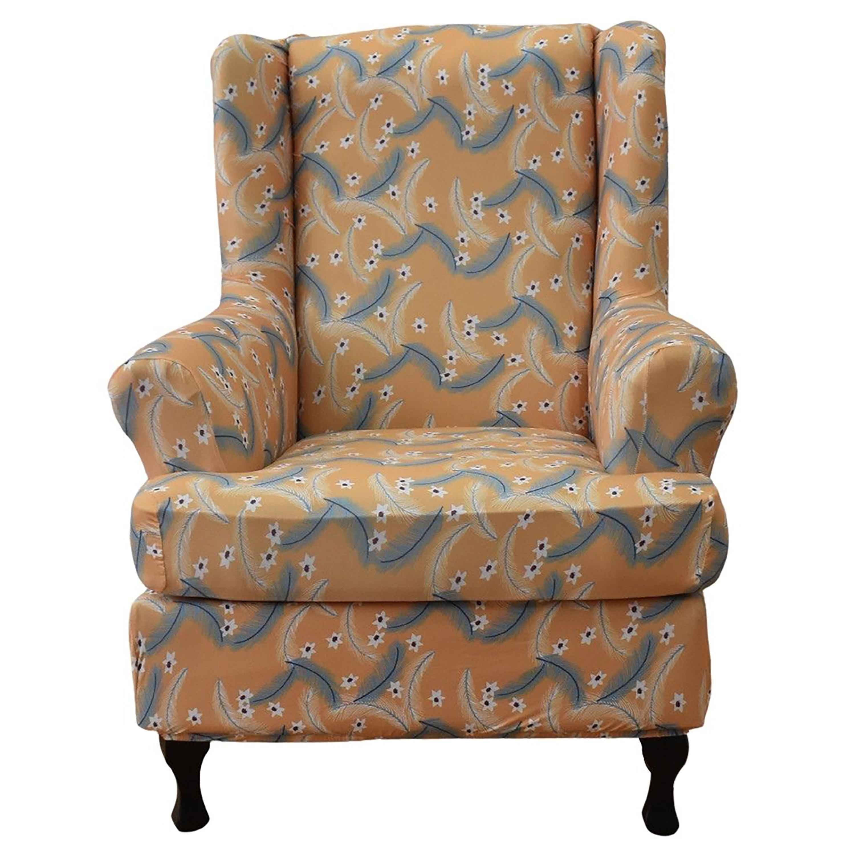 Print Floral Wing Chair Slipcover Stretch Wingback Covers Furniture ...