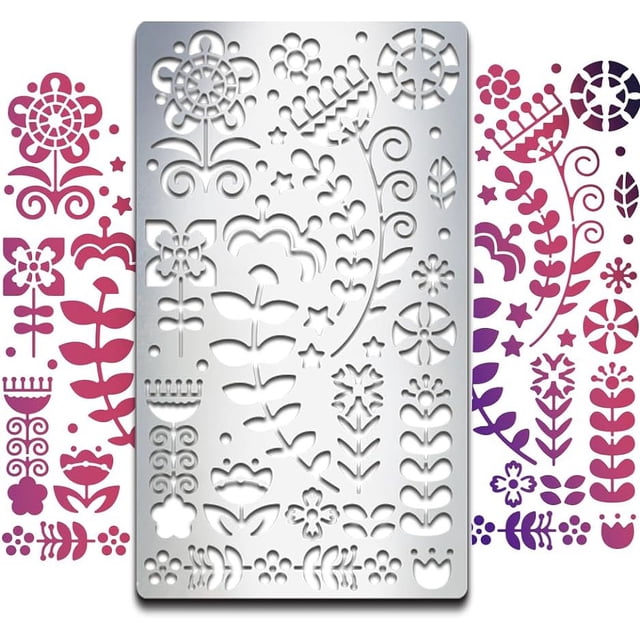 Print Flower Metal Journal Stencil Stainless Steel Stencils Bookmark ...