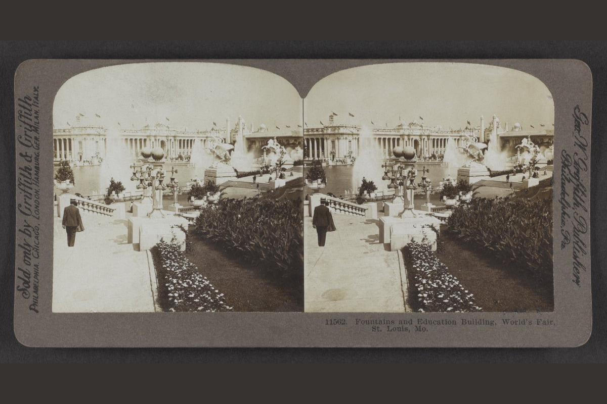 Print: Fountains And Education Building, World's Fair, St. Louis, Mo ...