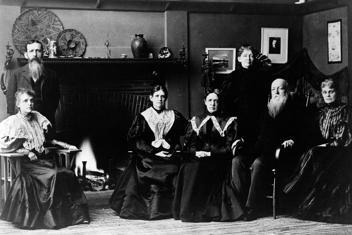 Print: Frances Benjamin Johnston Posed With Six Members Of Her Family ...