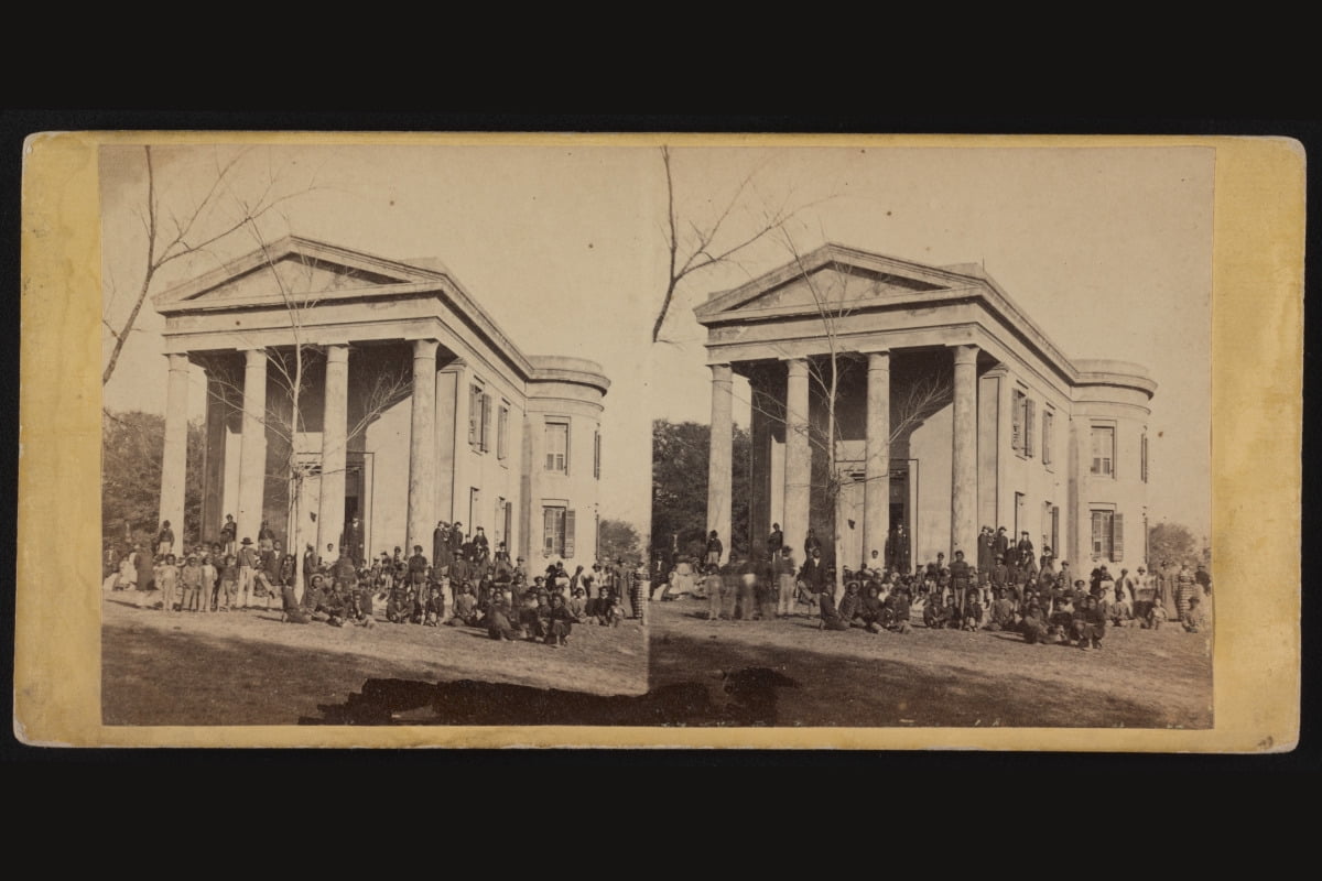 Print: Freedmen And Teachers In Front Of The Beaufort Library, 1862 ...