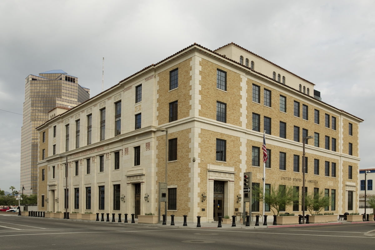 Print: Front Facade, James A. Walsh U.S. Courthouse, Tucson, Arizona ...