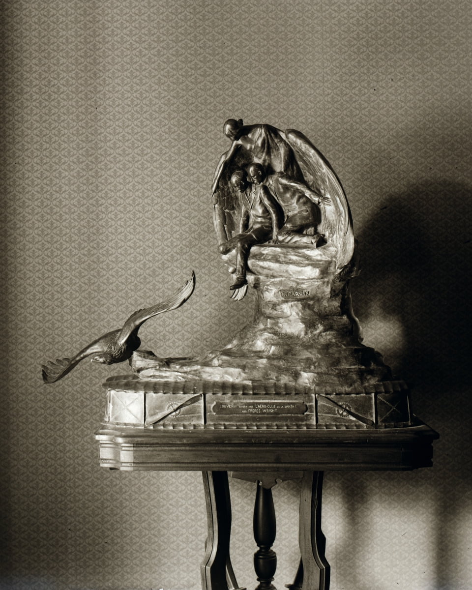 Print: Front View Of The Muse Of Aviation Trophy As Displayed On A ...
