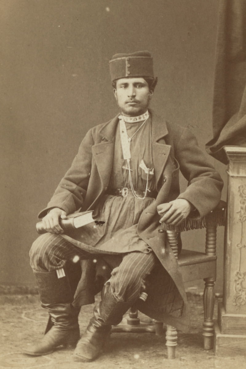 Print: Full-Length Portrait Of Persian Man, Seated, Facing Front, circa ...