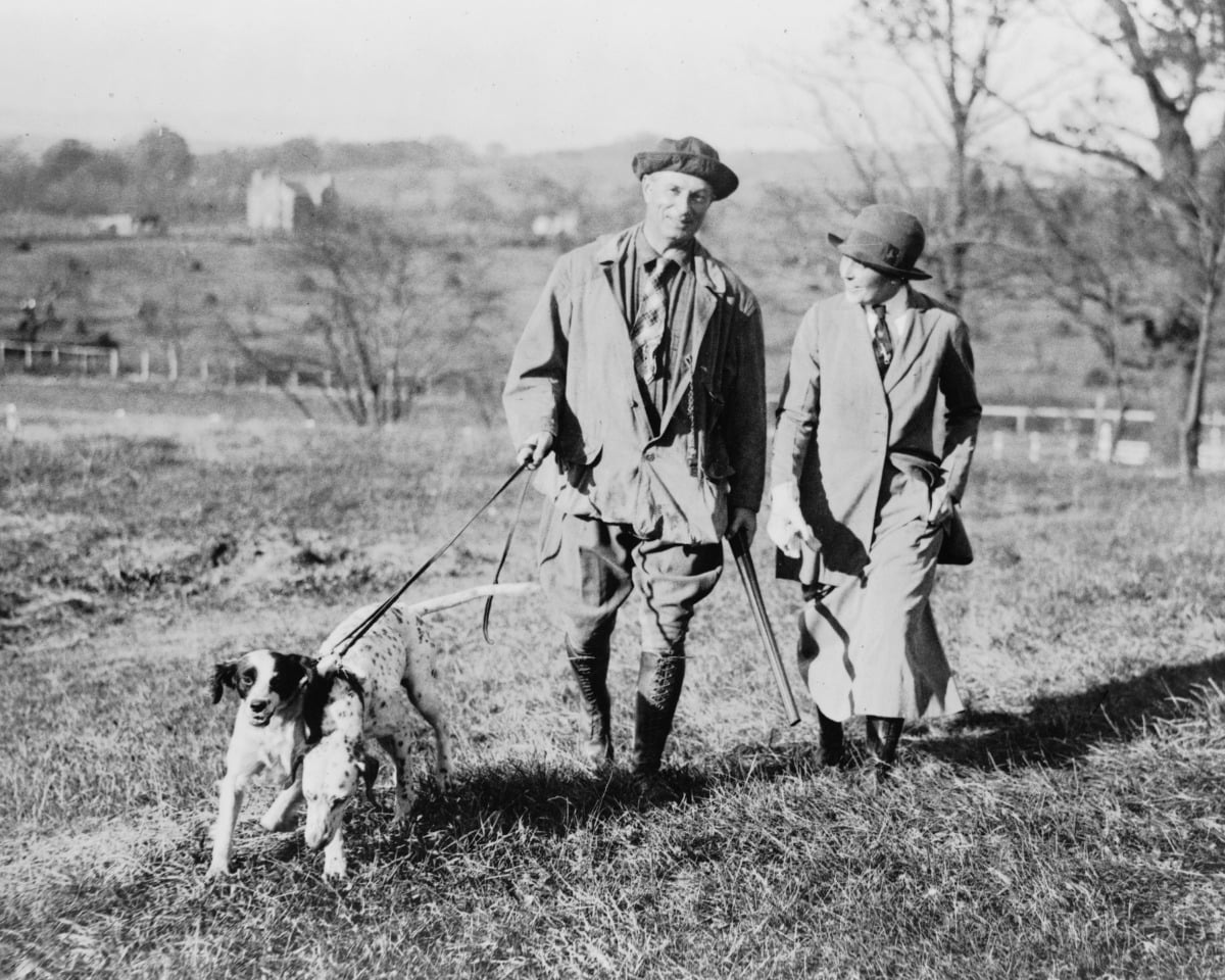Print: Gen. And Mrs. William Mitchell Training Young Dogs, circa 1923 ...