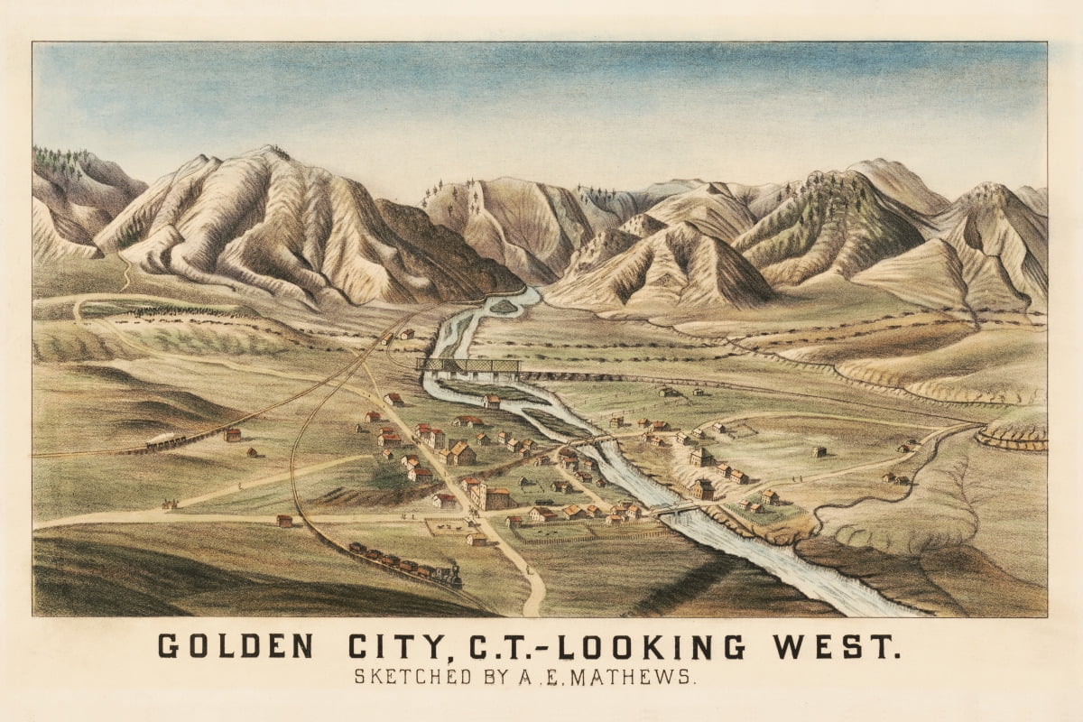 Print: Golden City, C.T. - Looking West, circa 1870 - Walmart.com