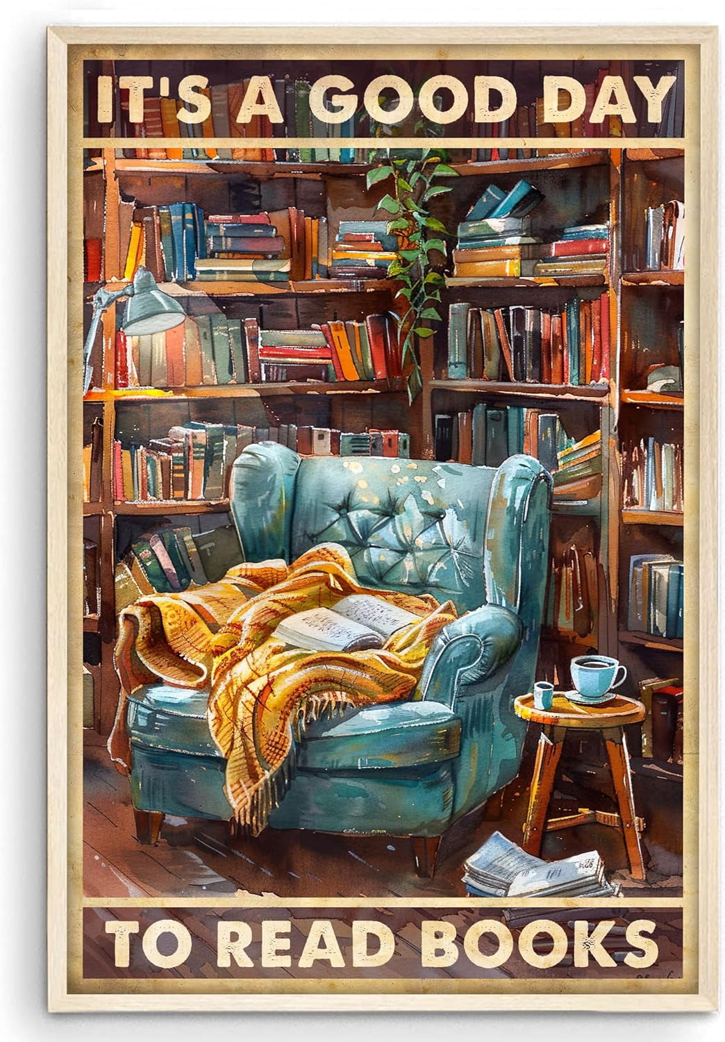 Print It's a Good Day to Read Books Poster - Cozy Reading Nook Wall Art ...