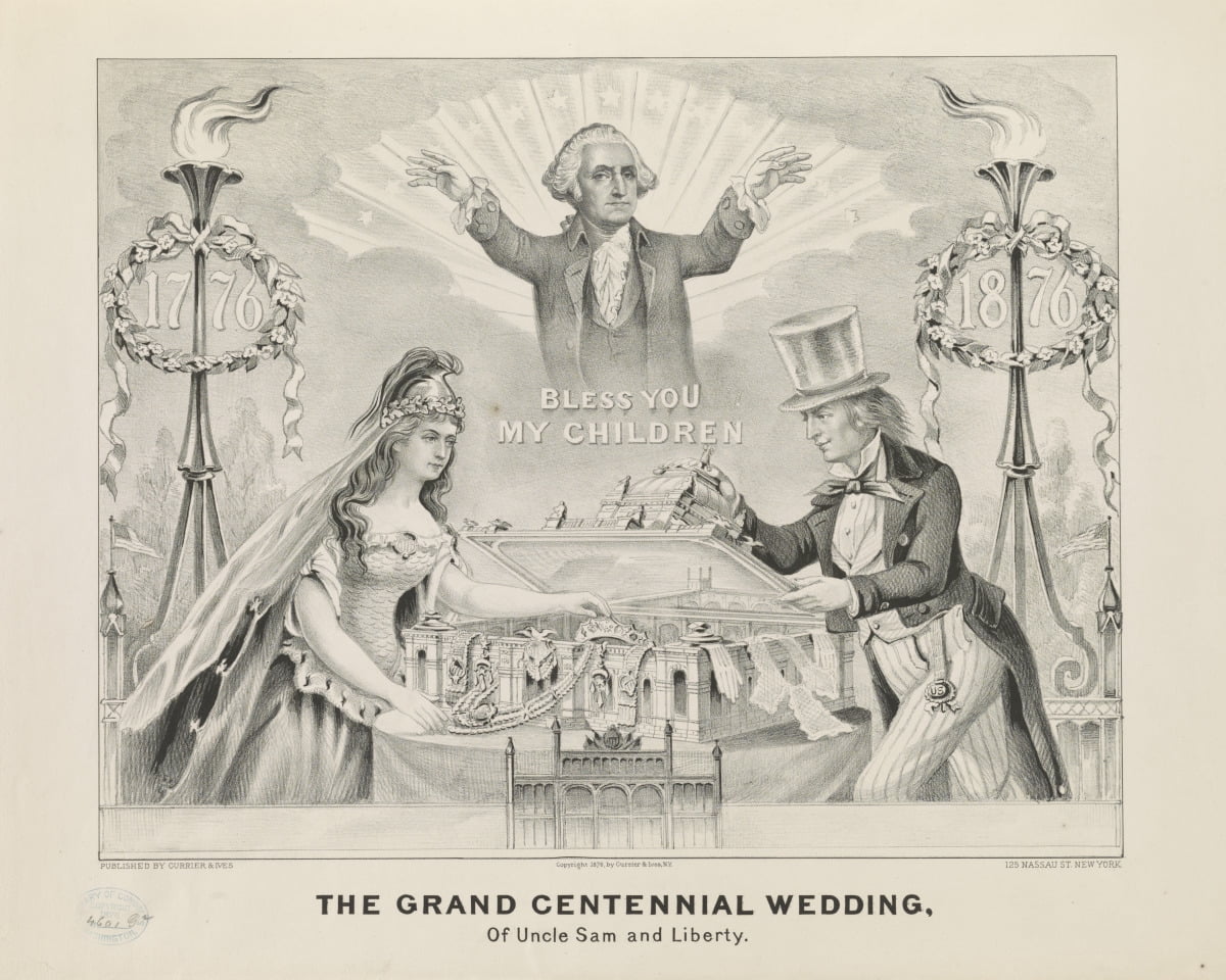 Print: Grand Centennial Wedding: Of Uncle Sam And Liberty, 1876 ...