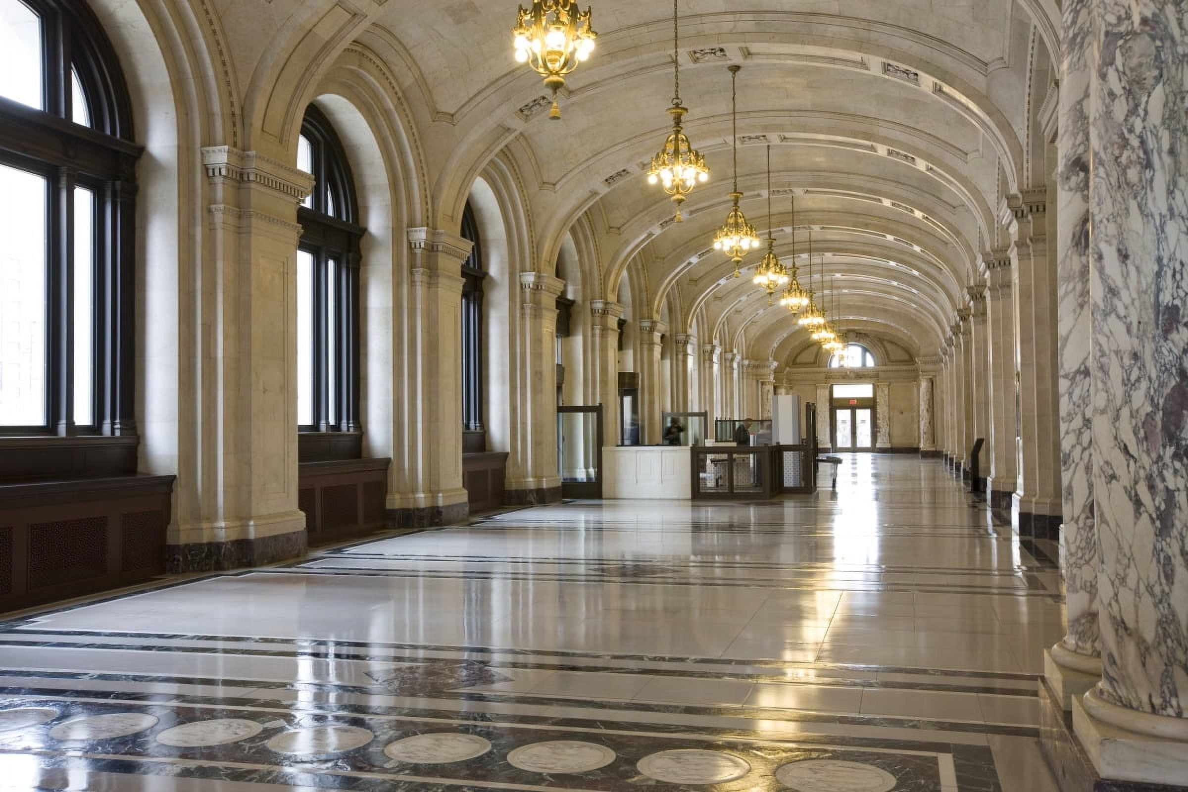 Print: Grand Hall, Looking East, Howard M. Metzenbaum U.S. Courthouse ...