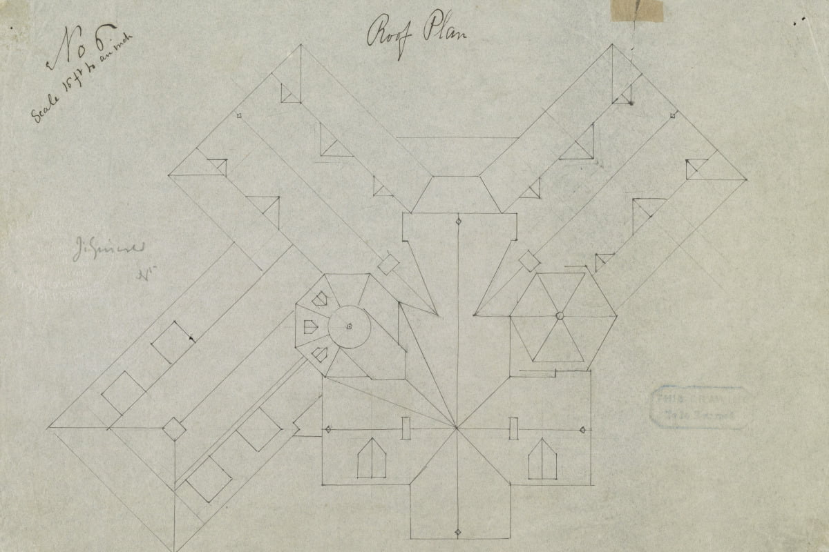 Print: Griswold House, Newport Art Museum. Roof Plan, 1862 - Walmart.com