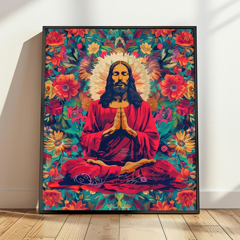 Print Jesus Meditating Poster, Psychedelic Jesus Art, Christ ...