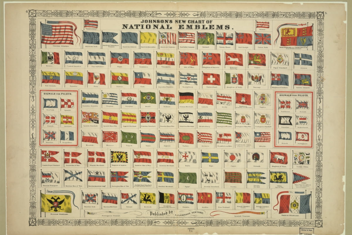 Print: Johnson's New Chart Of National Emblems, 1868 - Walmart.com
