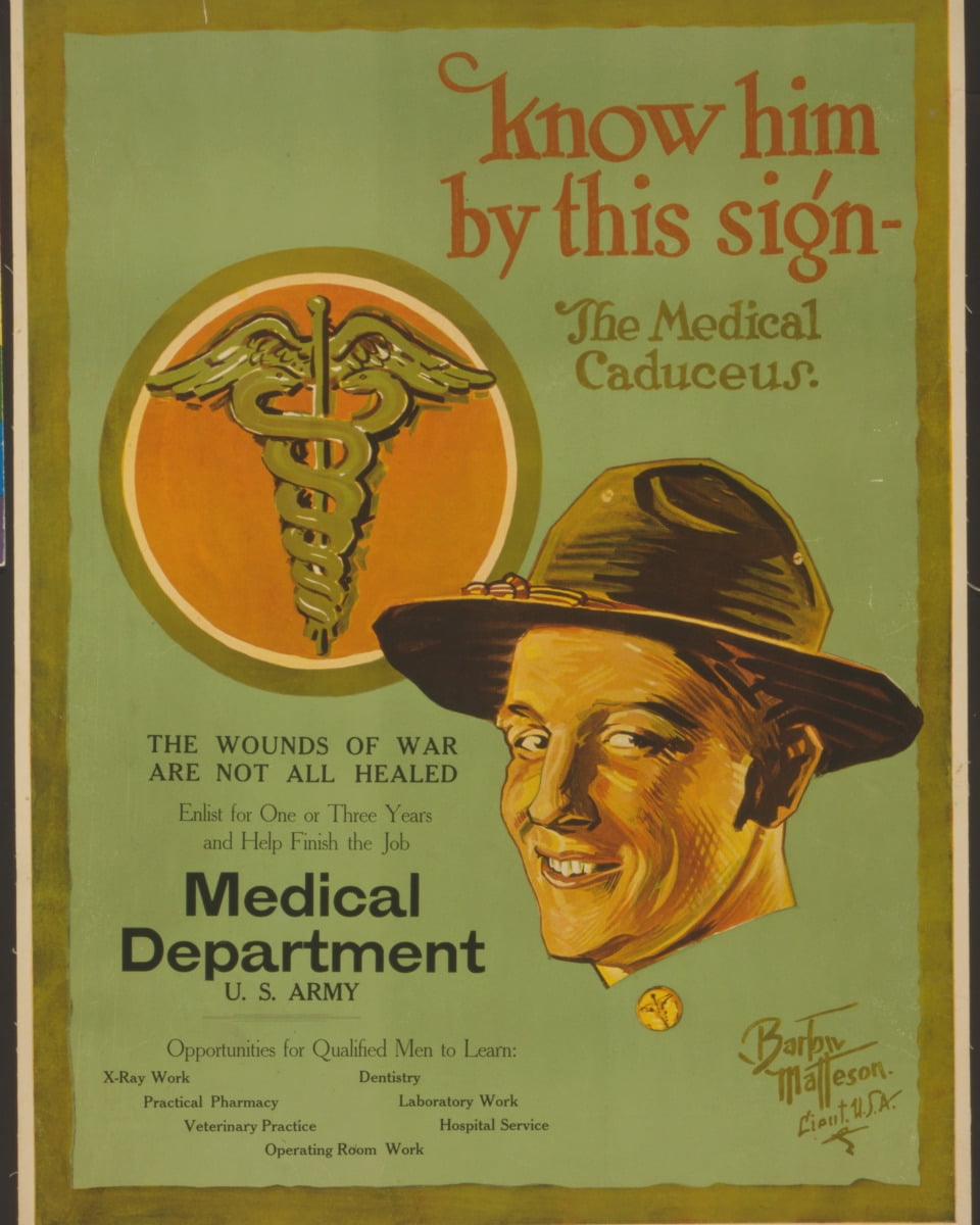 Print: Know Him By This Sign - The Medical Caduceus The Wounds Of War ...
