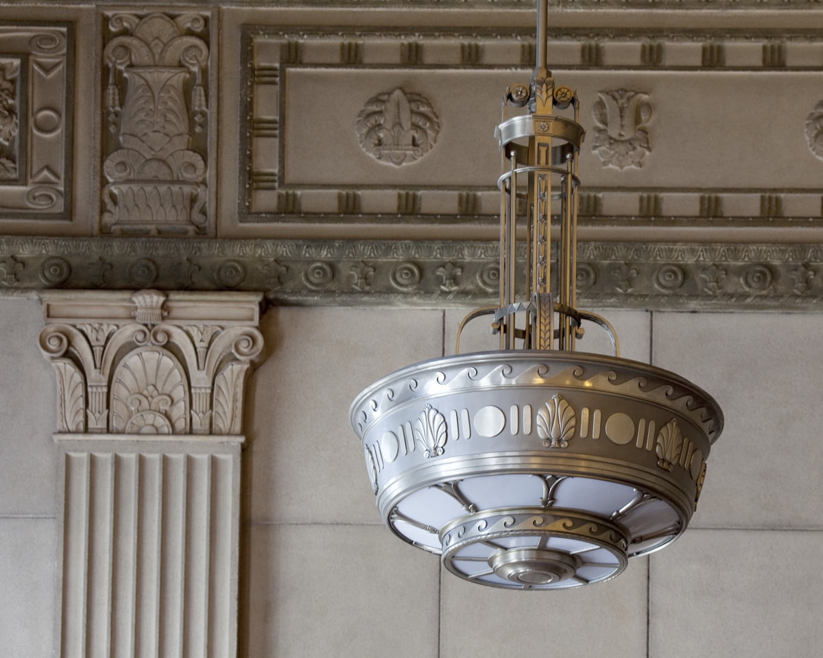 Print: Lamp Detail In Courtroom, Joseph P. Kinnerary U.S. Courthouse ...