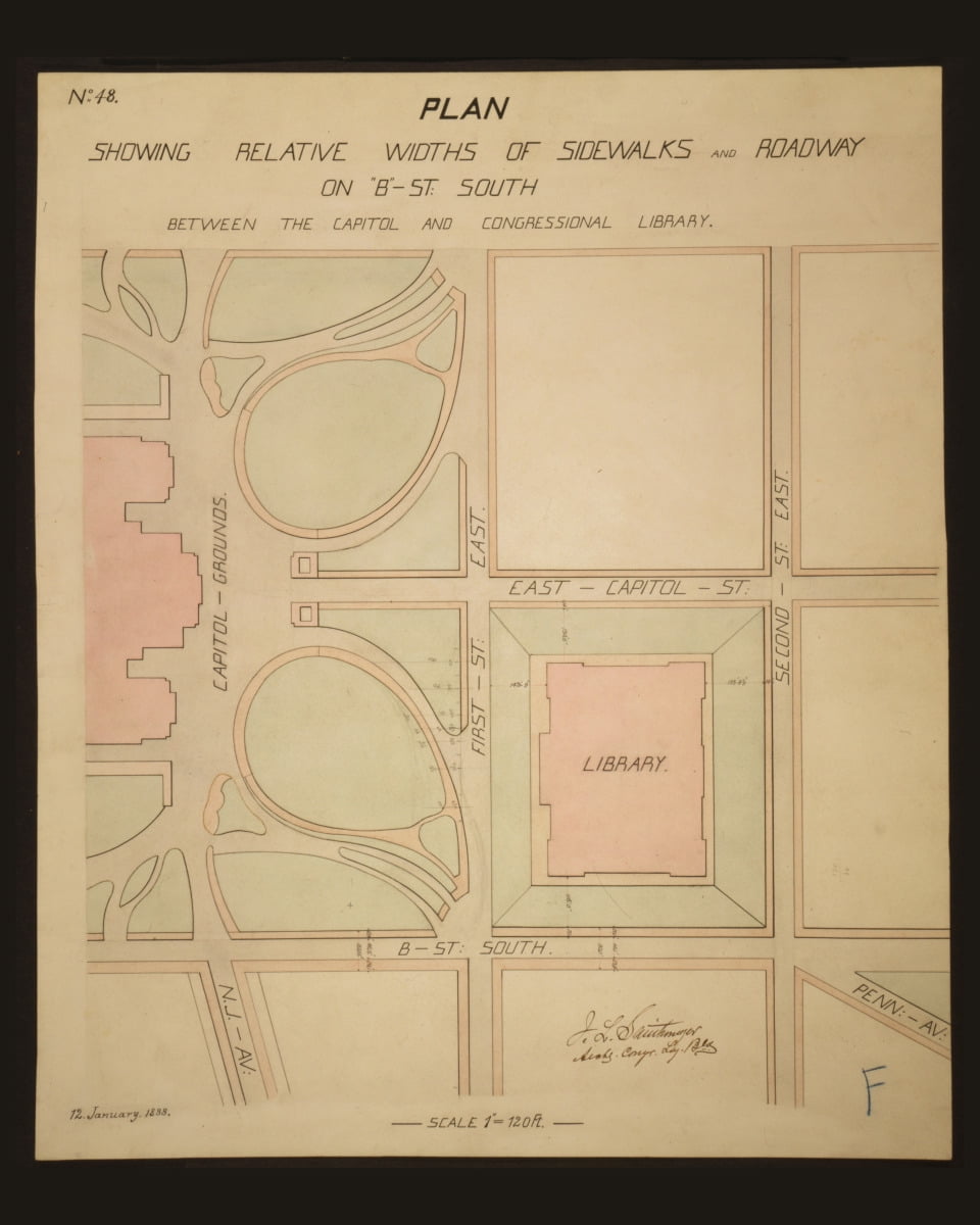 Print: Library Of Congress, Washington, D.C. Plan Showing Roadway And ...