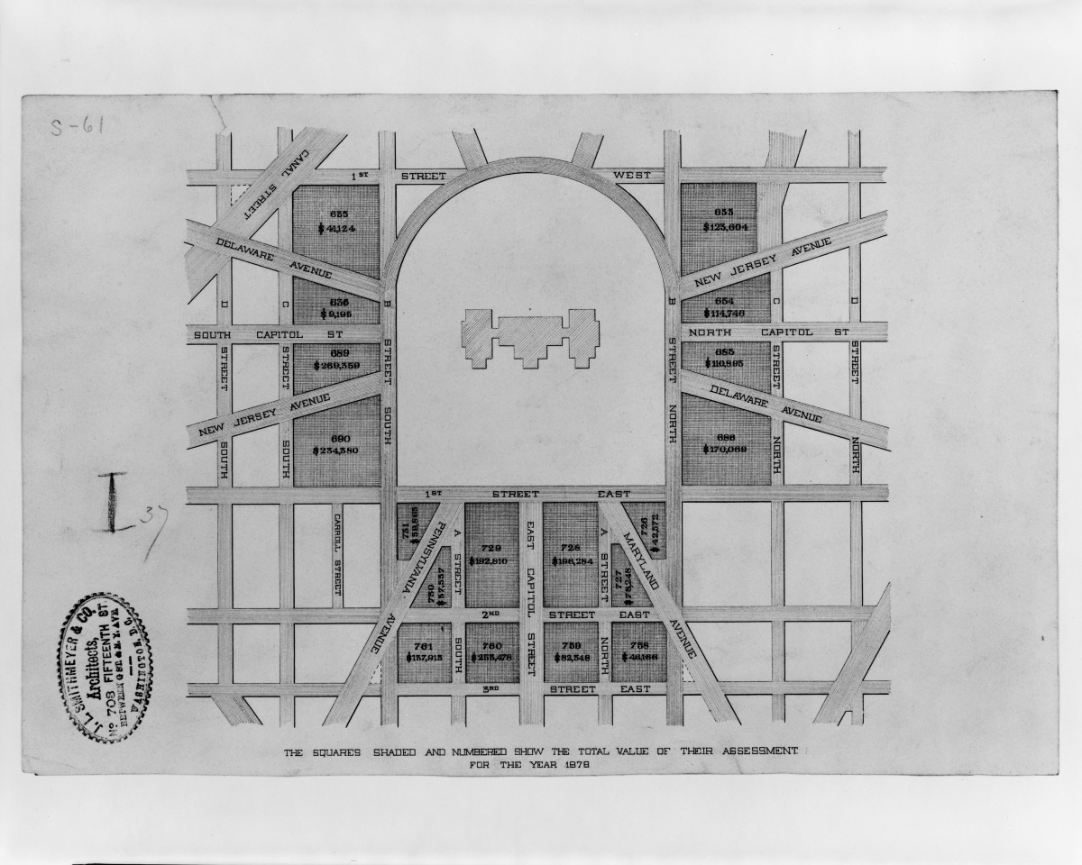 Print: Library Of Congress, Washington, D.C. Site Plan, circa 1886 ...