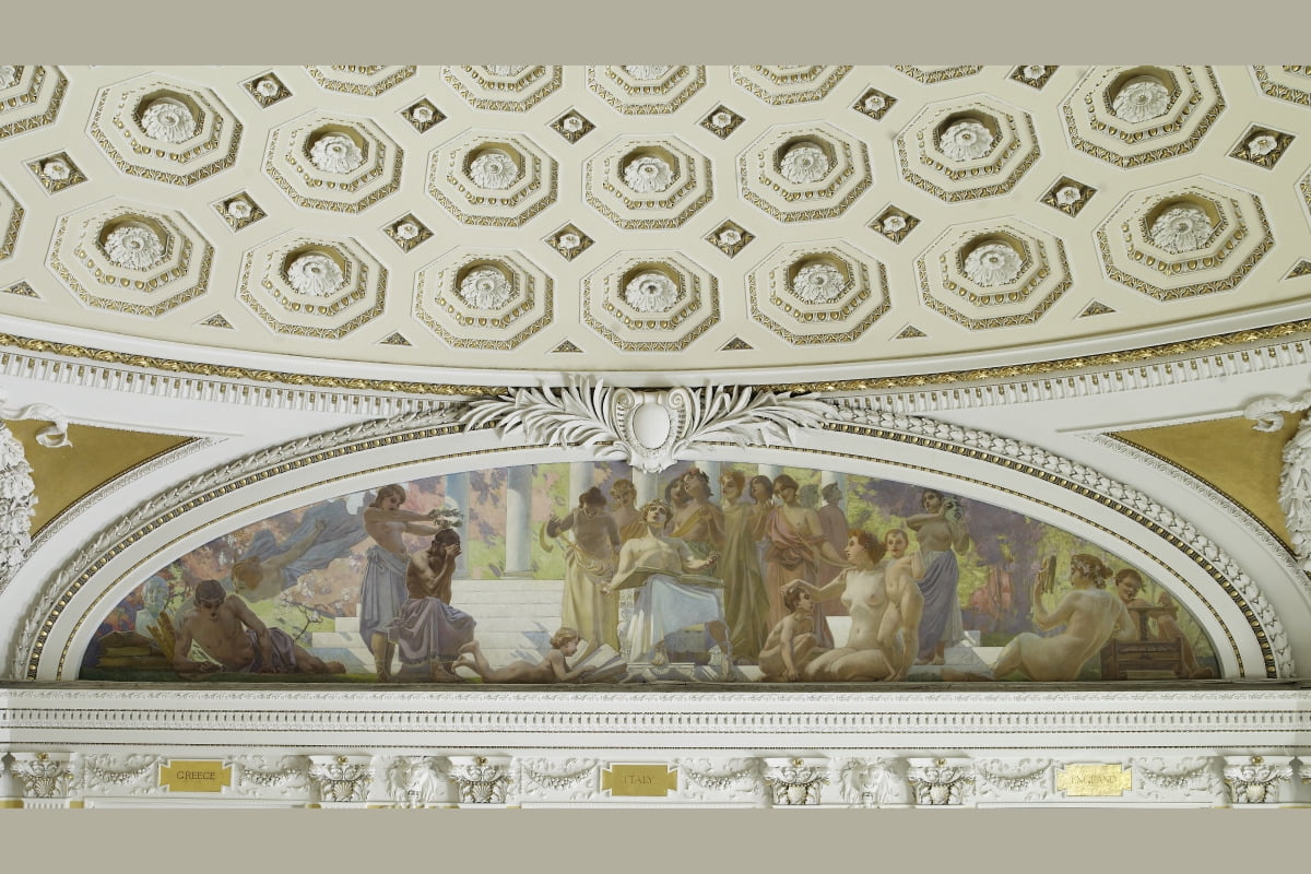 Print: Library of Congress, Mural Of Literature In The Pavilion Of Art ...