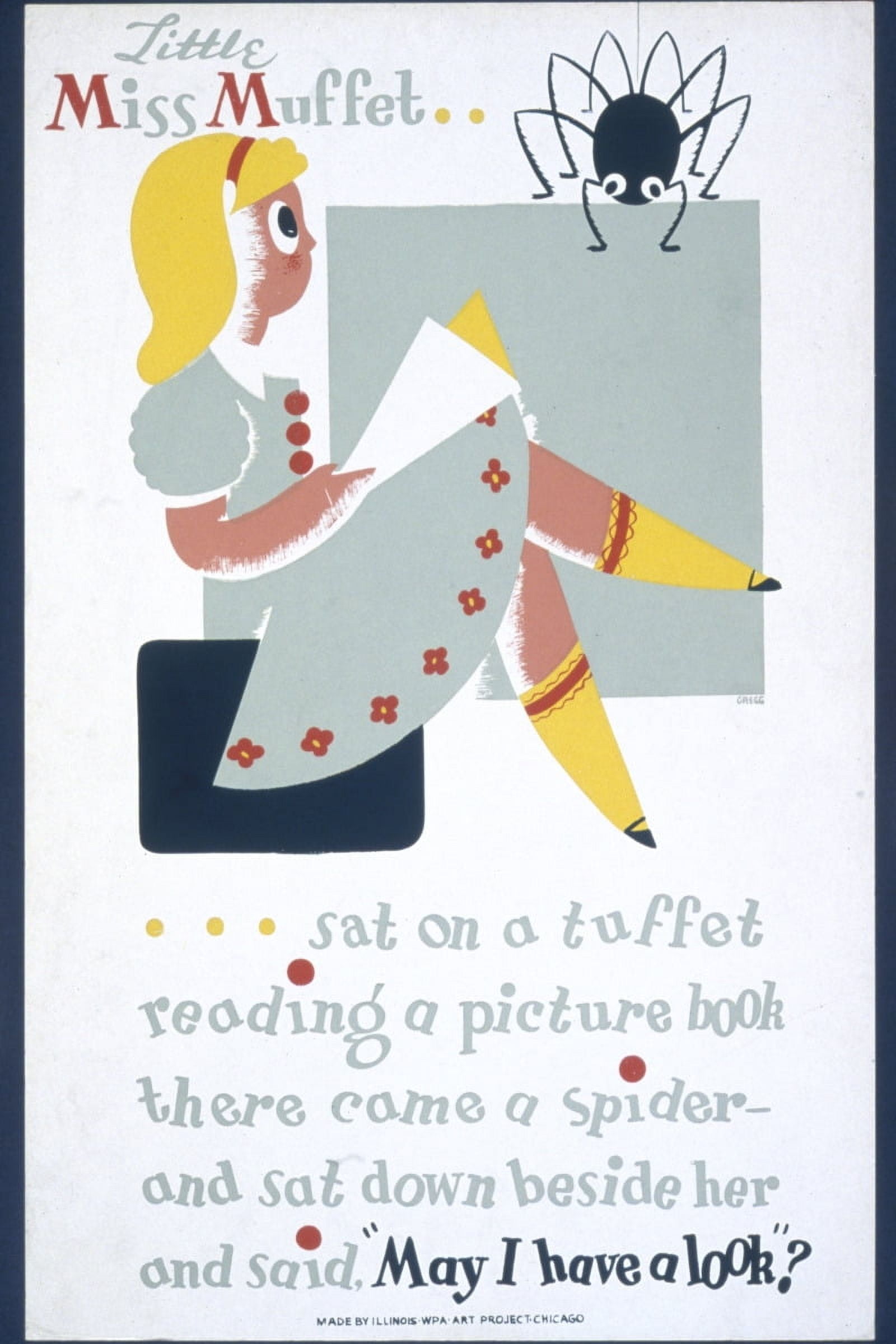 Print: Little Miss Muffet Reading A Picture Book.., circa 1936 ...