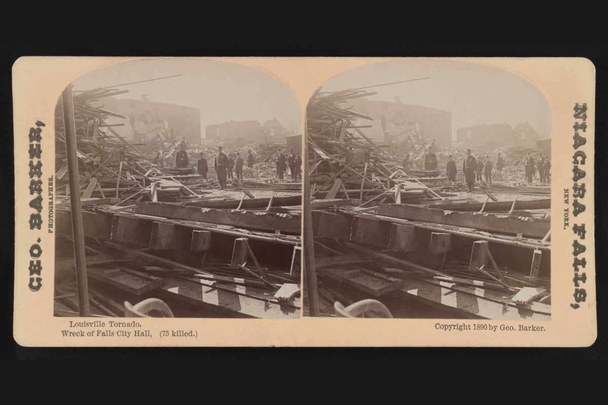 Print: Louisville Tornado, Wreck Of Falls City Hall (75 Killed), 1890 ...