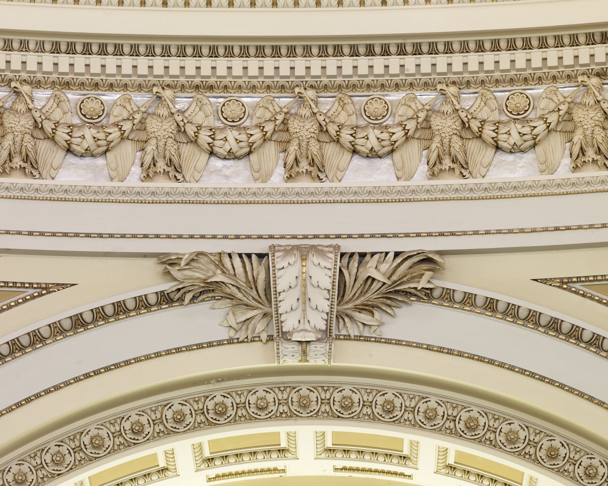 Print: Main Reading Room. Detail Of Voluted Keystone And Sculpted Dome ...