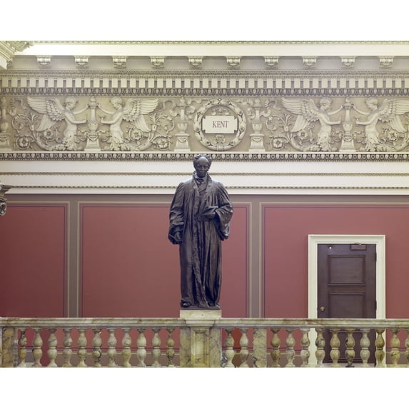 Print: Main Reading Room. Portrait Statue Of Kent Along The Balustrade ...
